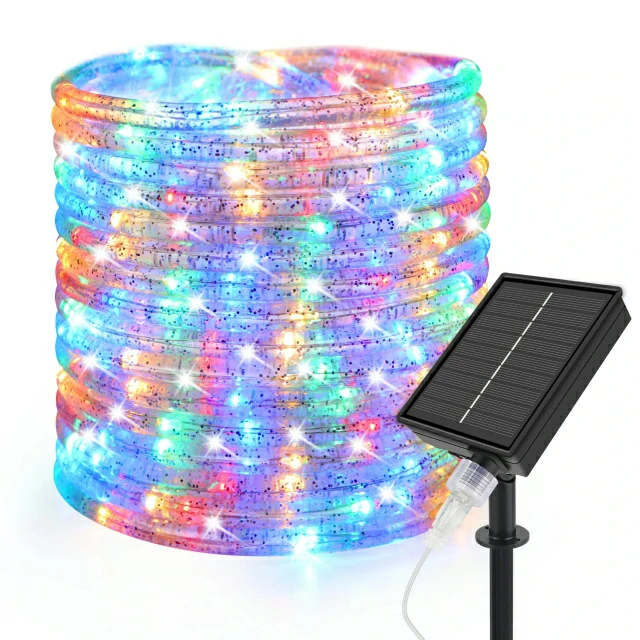 Solar Rope Lights, LED String Lights, Multi Colored, 33ft | Moobibear