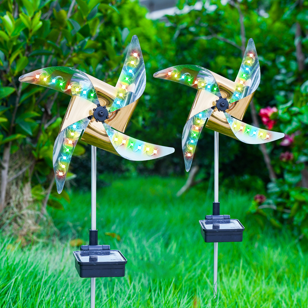 Outdoor Backyard Lighting Solar Wind Spinner, Garden Stake Pinwheels ...