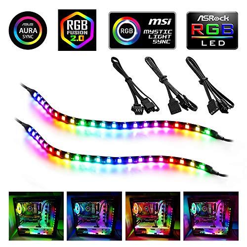 Addressable RGB PC LED Strip Lights with 5V 3Pin RGB Header, 2PCS ...