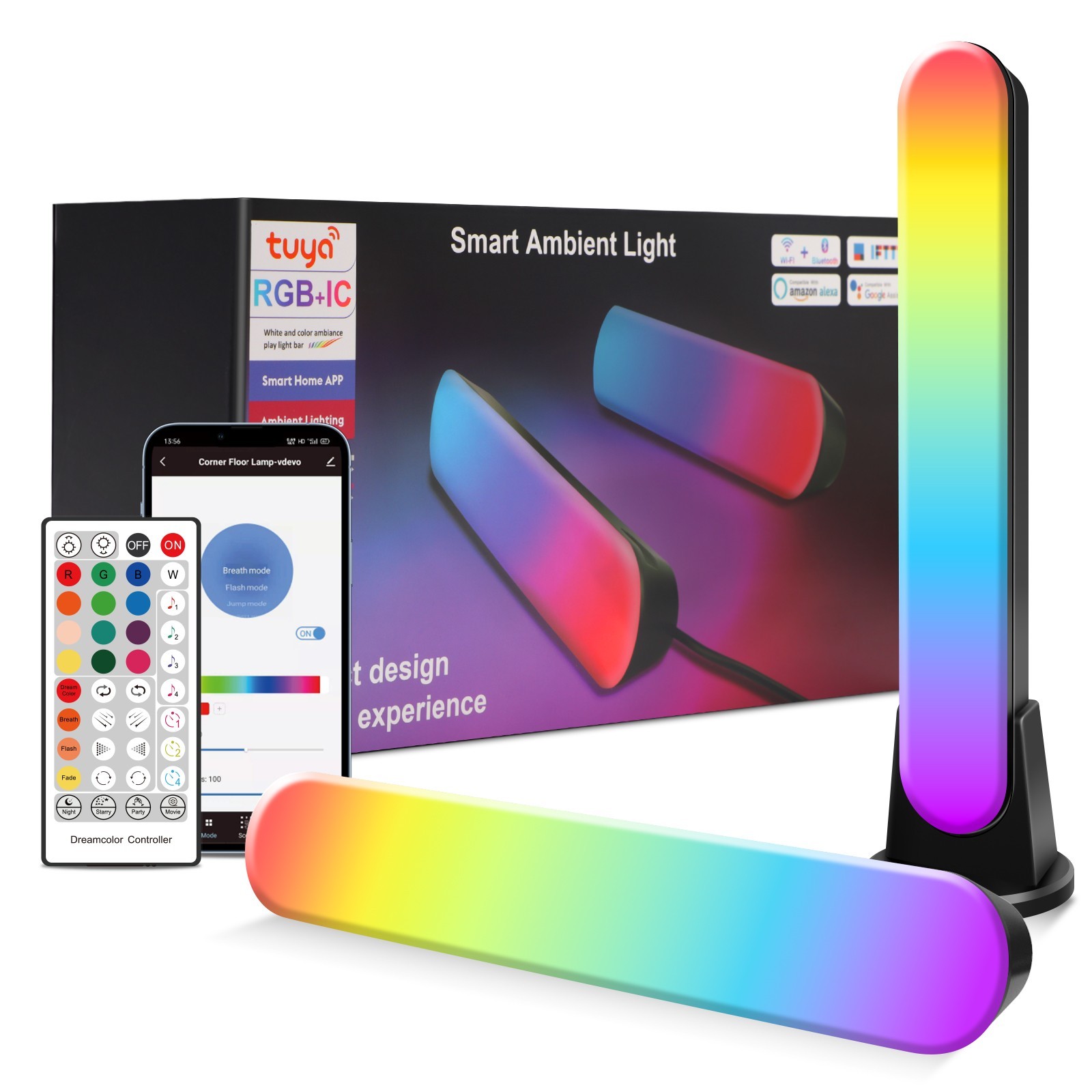 Smart Light Bars 2 Pack, Rainbow Smart Ambiance TV Backlights ...